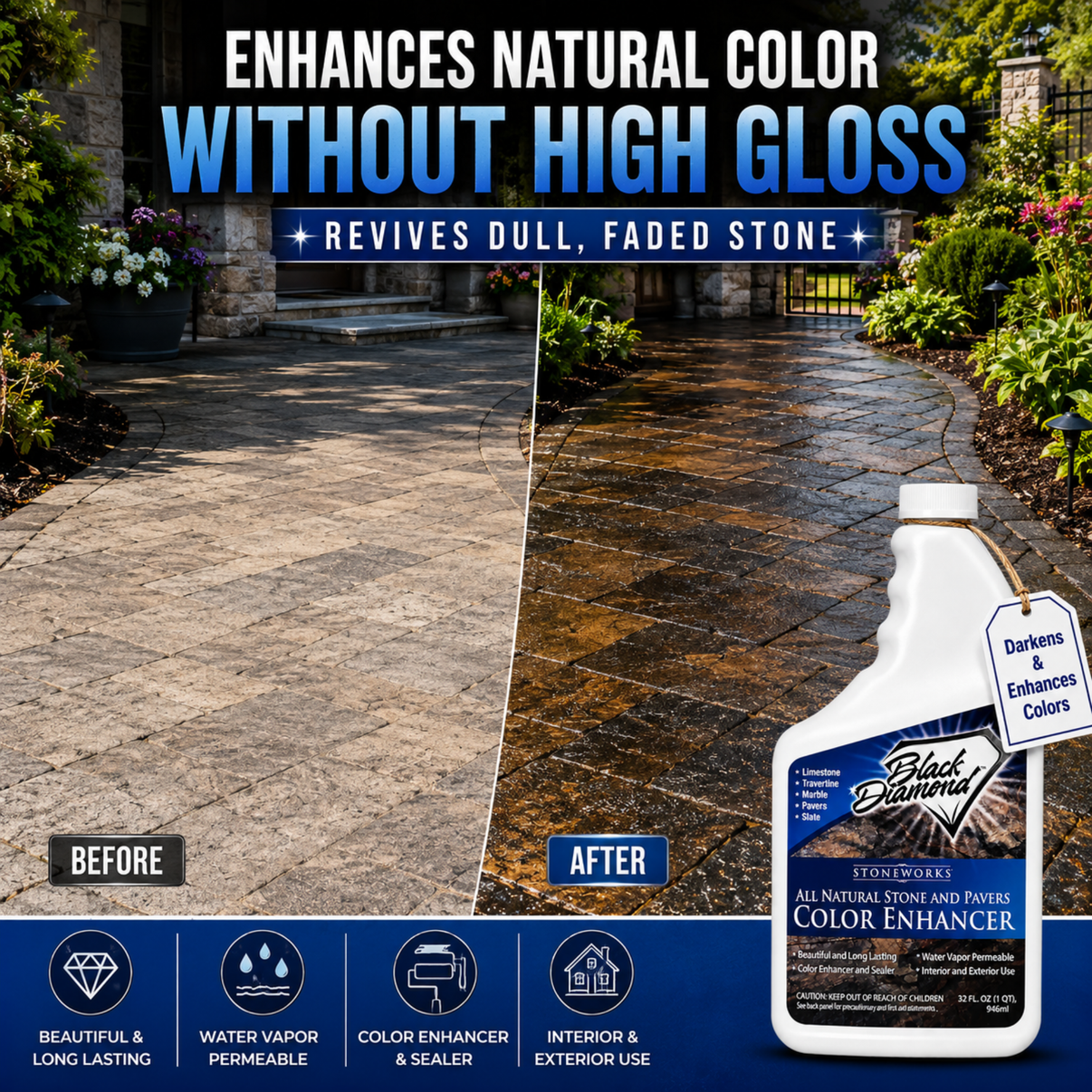 Color Enhancing Stone Sealer for all types of Stone & Pavers ...